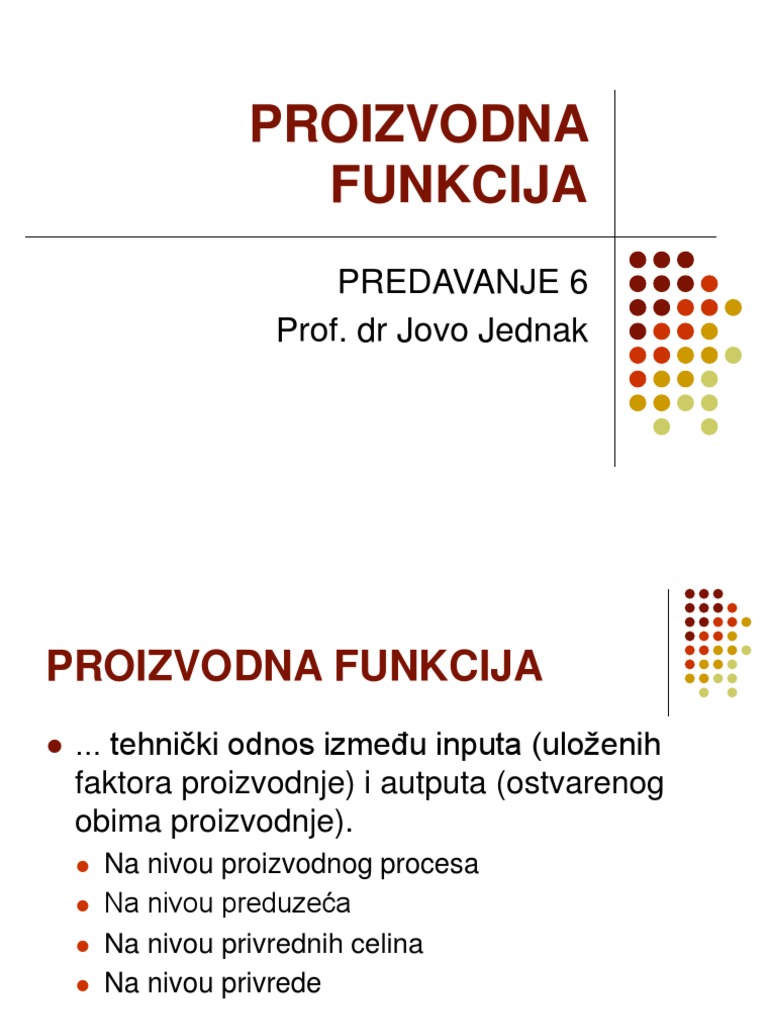 Proizvodna Funkcija | PDF