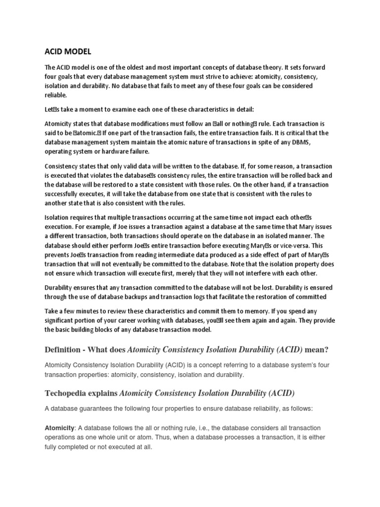 ACID Database | Database Transaction | Acid