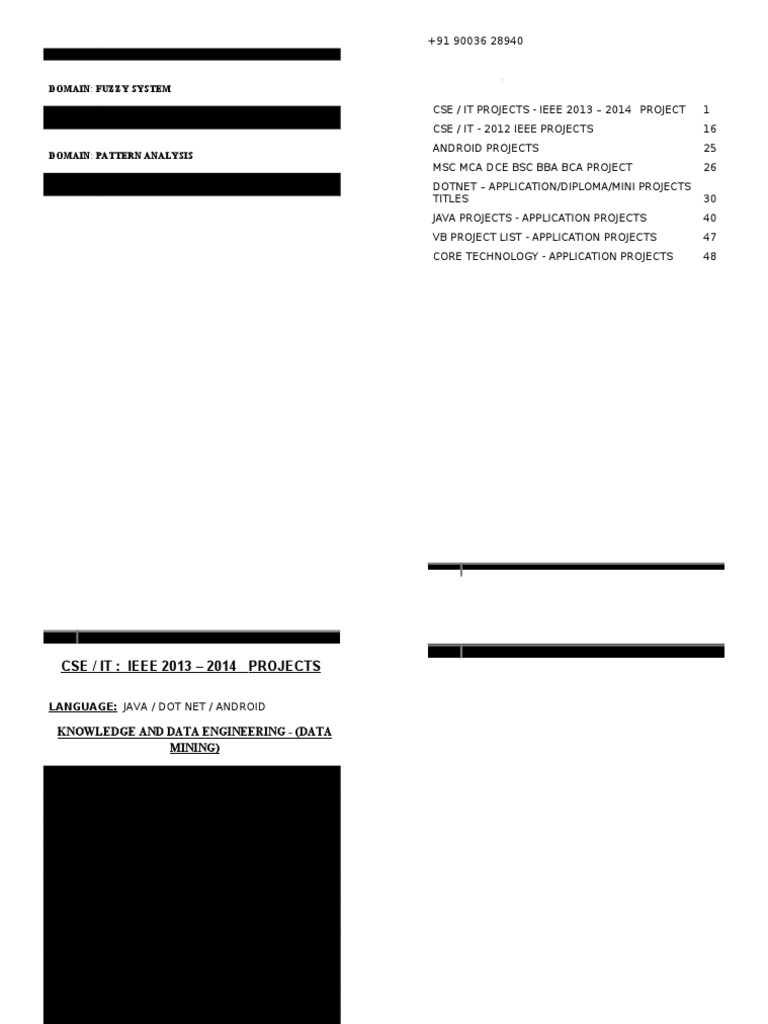 Ieee Projects Final Year Projects Mca Me Be Java Dot Net Projects Micans Infotech | PDF ...