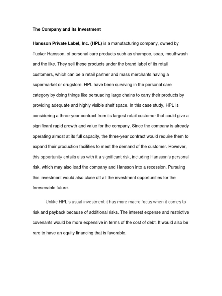 Harvard Case | PDF | Net Present Value | Capital Budgeting