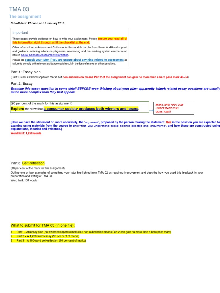 TMA 03 Highlighted Notes 2014 | PDF | Essays | Argument