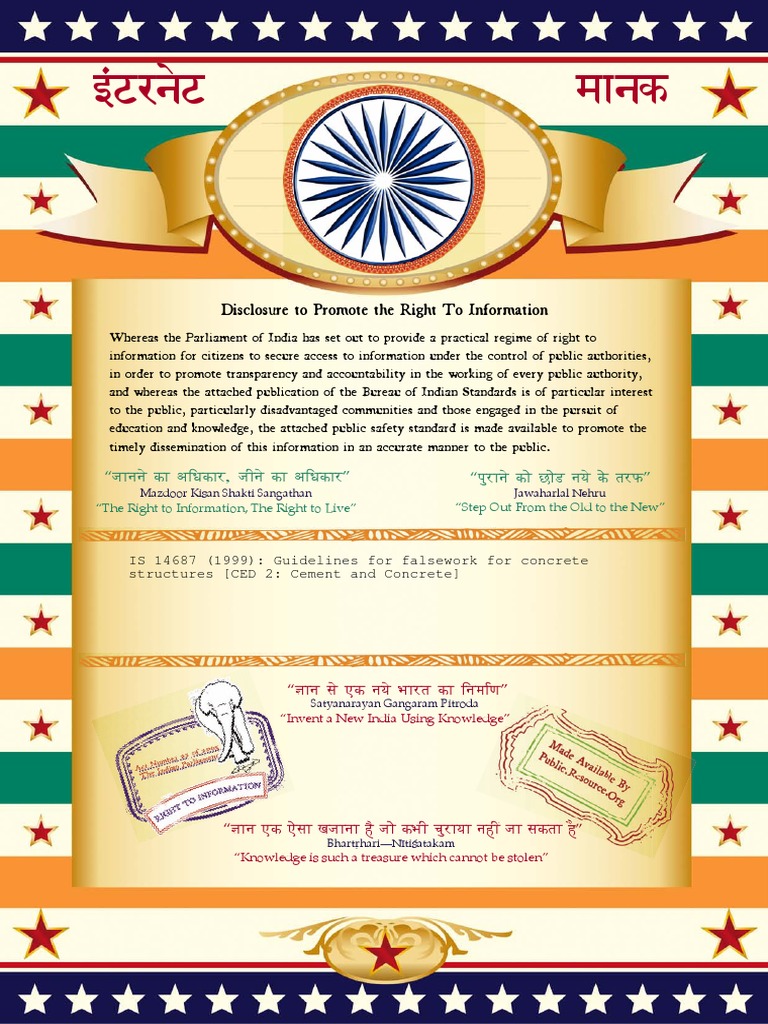 Is - 14687-1999 Falsework For Concrete Structures | PDF | Structural ...