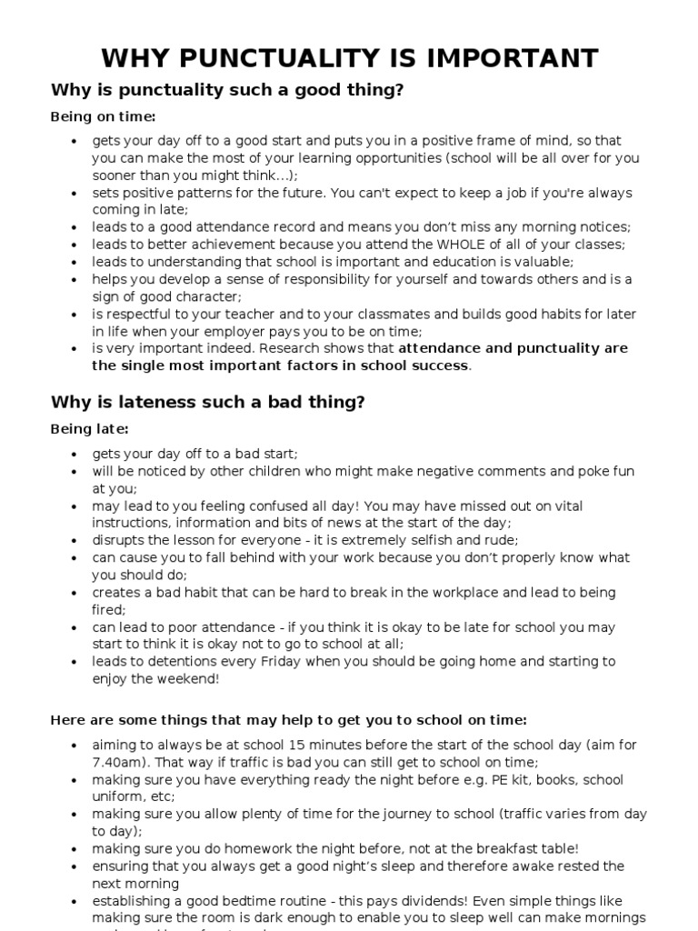 Why Punctuality Is Important | PDF | Time | Behavioural Sciences