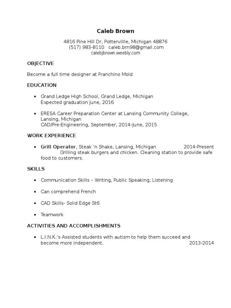 Caleb Brown - Aspiring Designer Resume | PDF