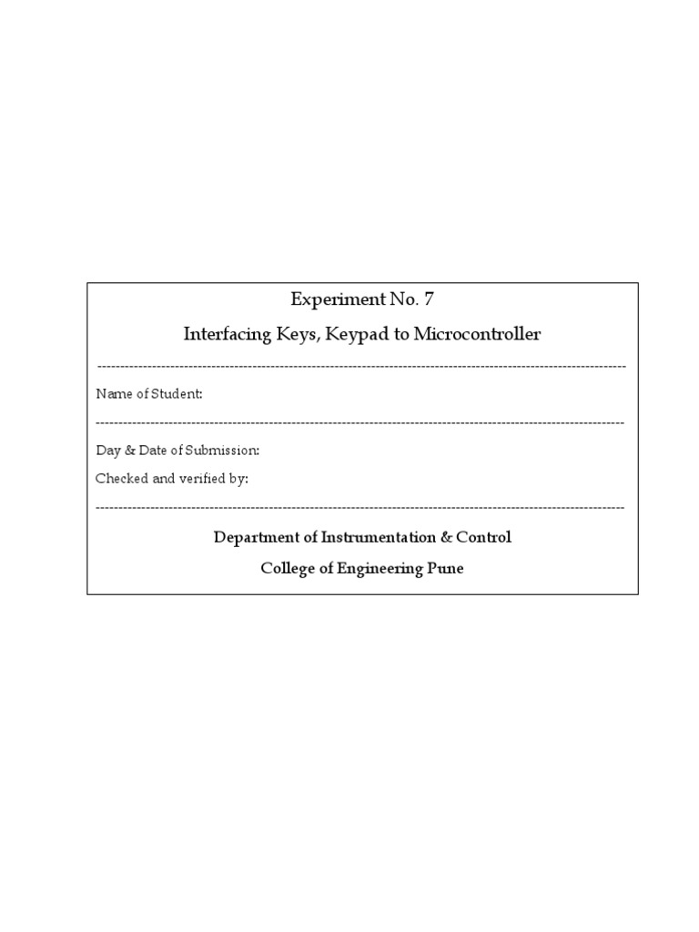 Experiment No. 7 Interfacing Keys, Keypad To Microcontroller | PDF | Computer Keyboard ...