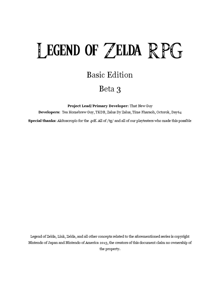 Zelda Roleplaying Game | PDF | Games & Activities