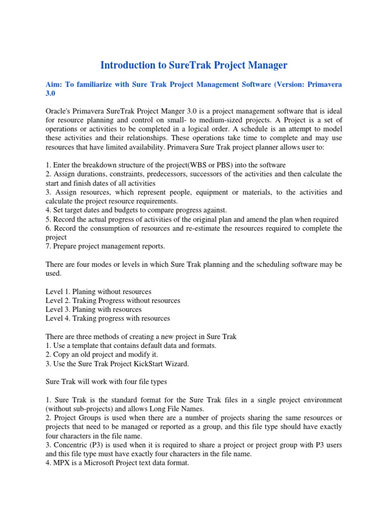 Introduction To SureTrak Project Manager | PDF | System Software ...