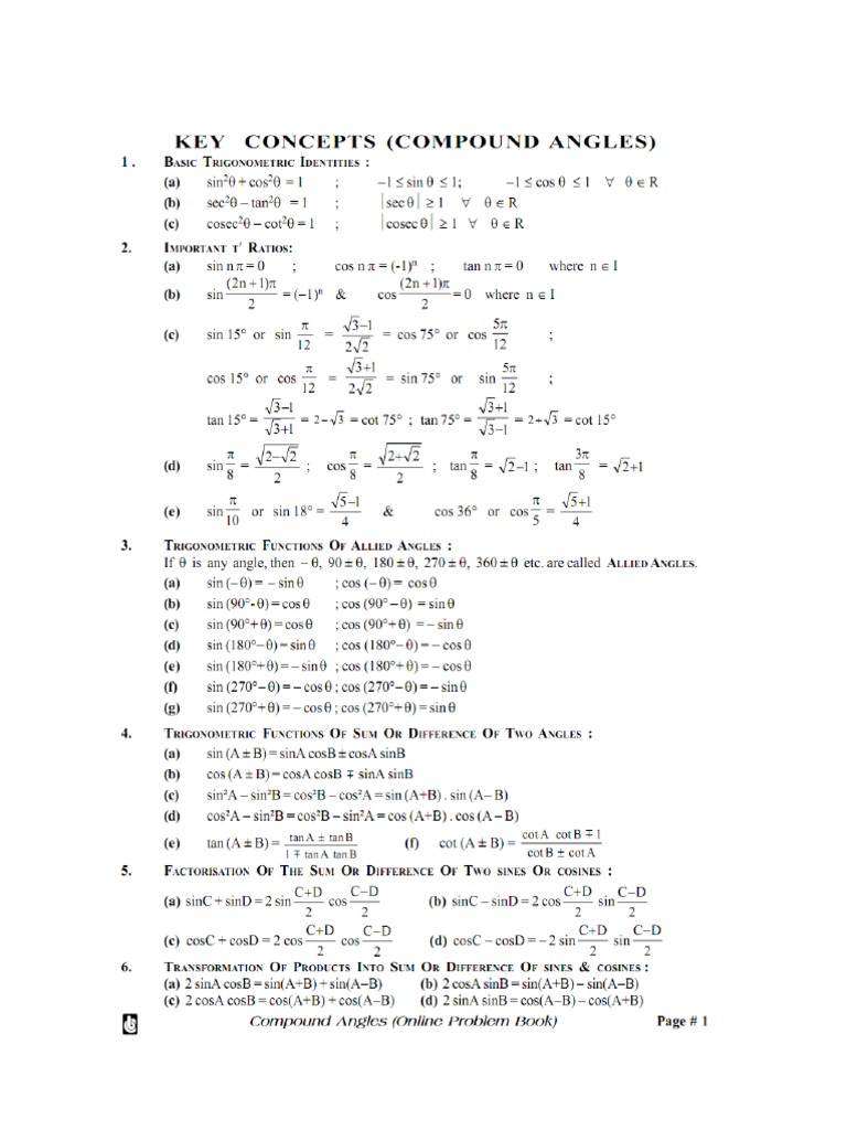 Compound Angles | PDF