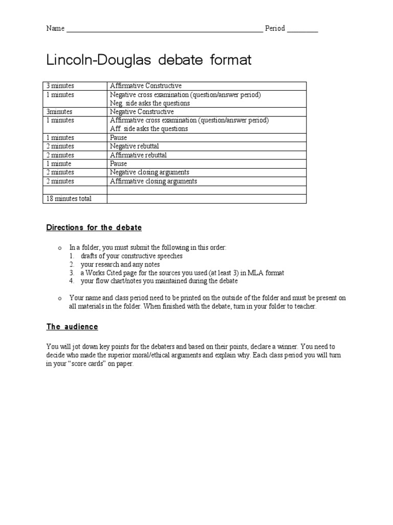 LD Debate Format and Rubric | PDF | Public Sphere | Communication