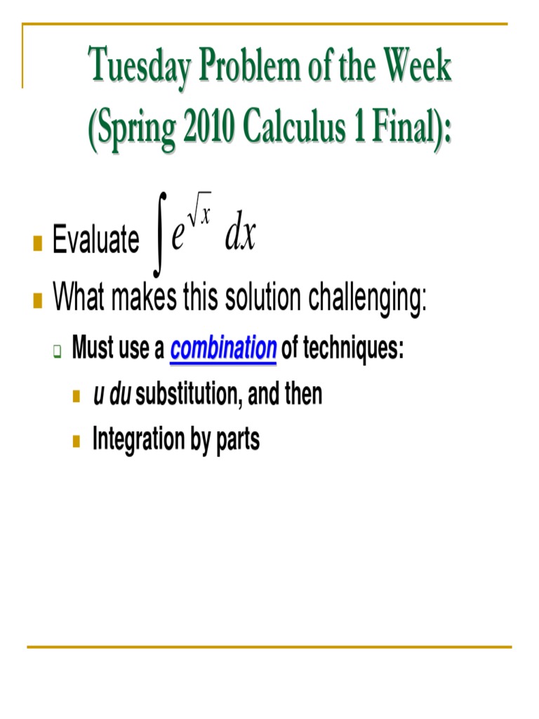 Tuesday Problem of The Week (Spring 2010 Calculus 1 Final) | PDF ...