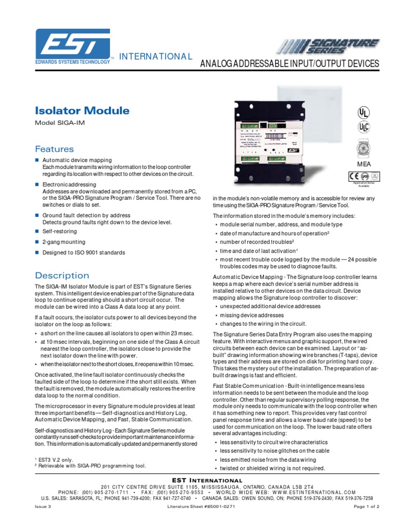 13 - SIGA IM - Isolator Module PDF | PDF | Electrical Wiring ...