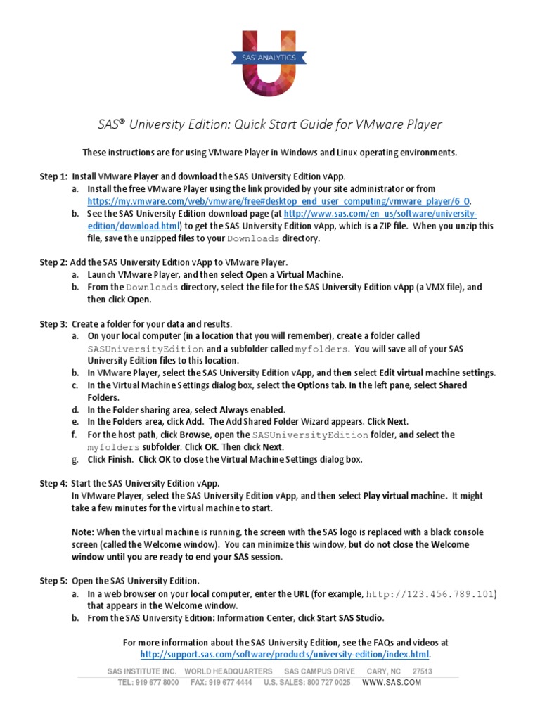SAS University Edition Installation Guide | PDF | Directory (Computing) | Zip (File Format)