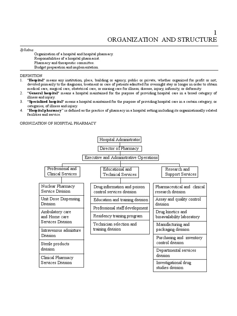 Organization and Structure | PDF | Pharmacy | Pharmaceutical Drug