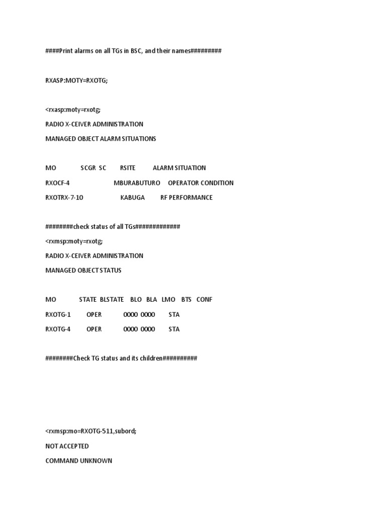 Ericsson BSC Commands | PDF | Computer Data | Telecommunications