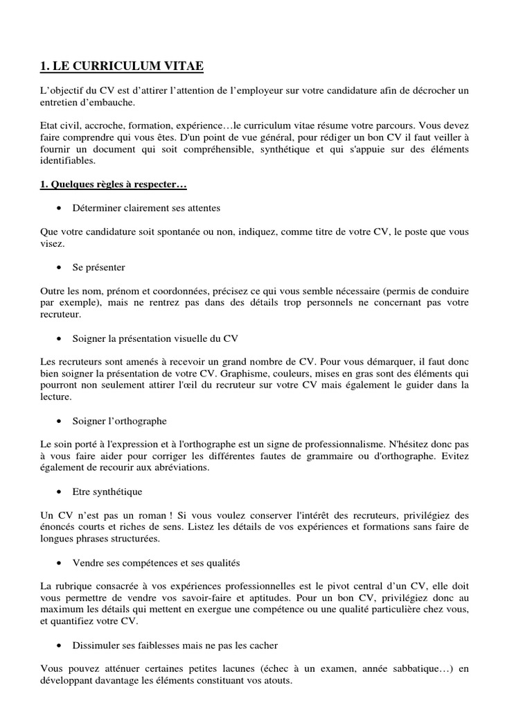 Guide Optimisé pour Rédiger un CV Efficace | PDF | Motivation | Motivant