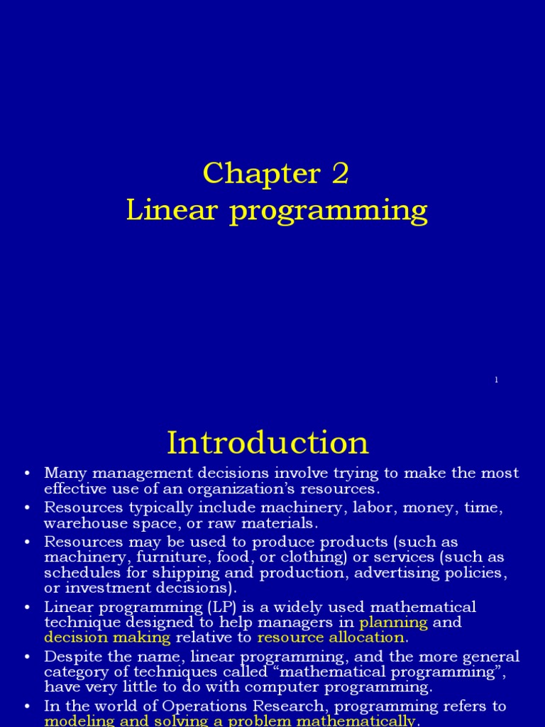 Linear Programming 1 | PDF | Mathematical Optimization | Linear Programming