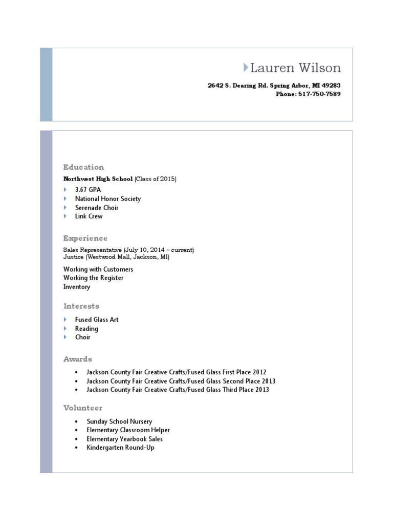 Lauren Wilson Resume: Education & Experience | PDF