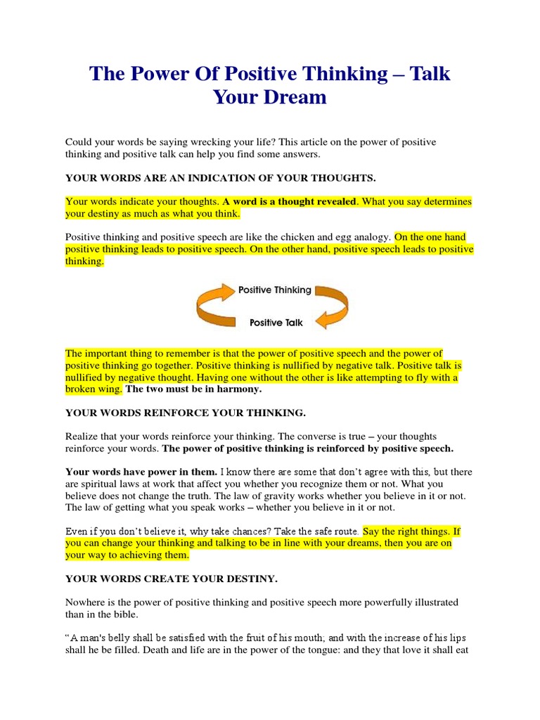 Positive Thinking | PDF | Affirmations (New Age) | Thought