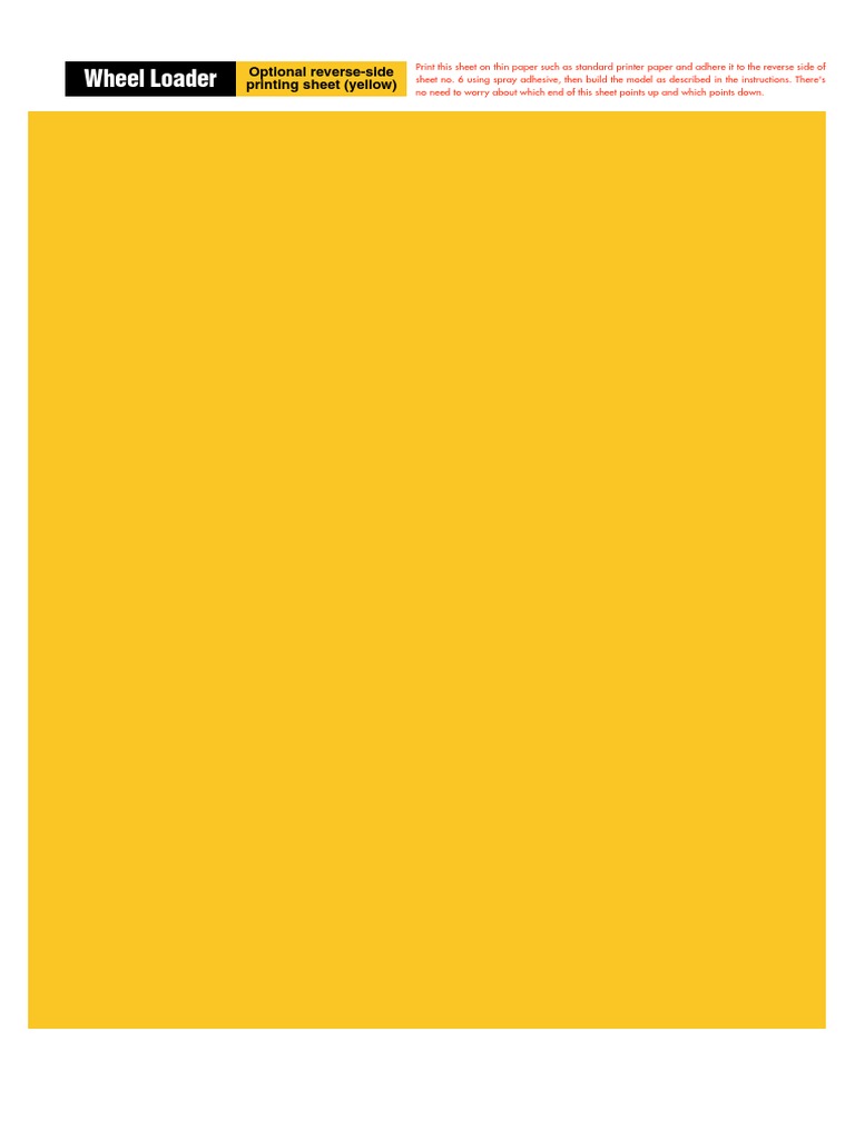 Wheel Loader: Optional Reverse-Side Printing Sheet (Yellow) | PDF