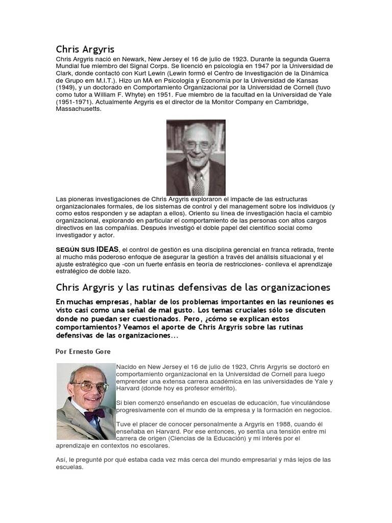 Chris Argyris | PDF | Teoría | Aprendizaje