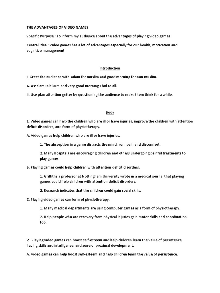 The Advantages of Video Games | PDF | Video Games | Creativity