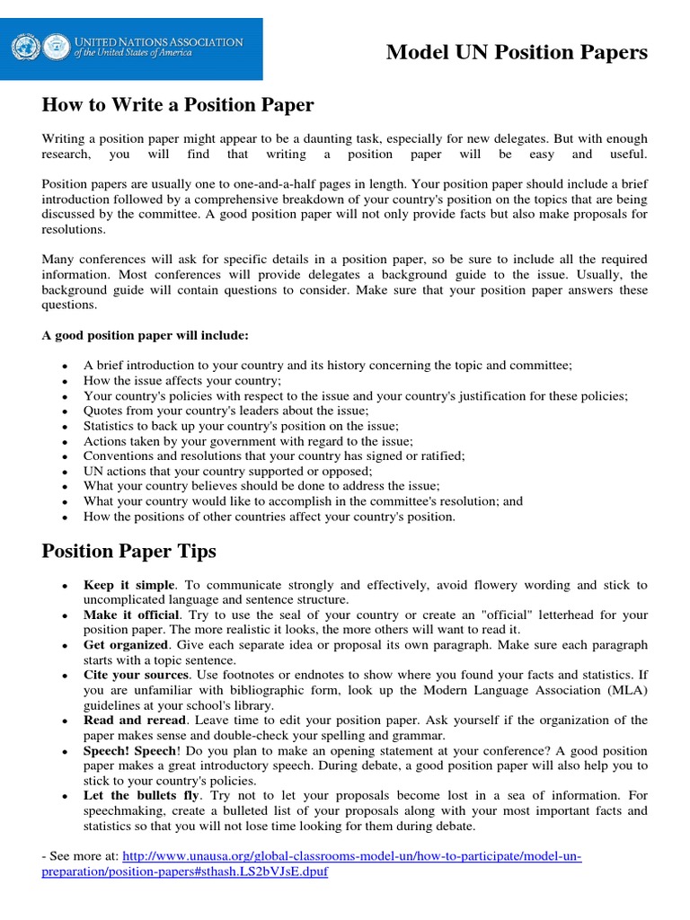 How To Write A Position Paper | PDF | United Nations Security Council ...