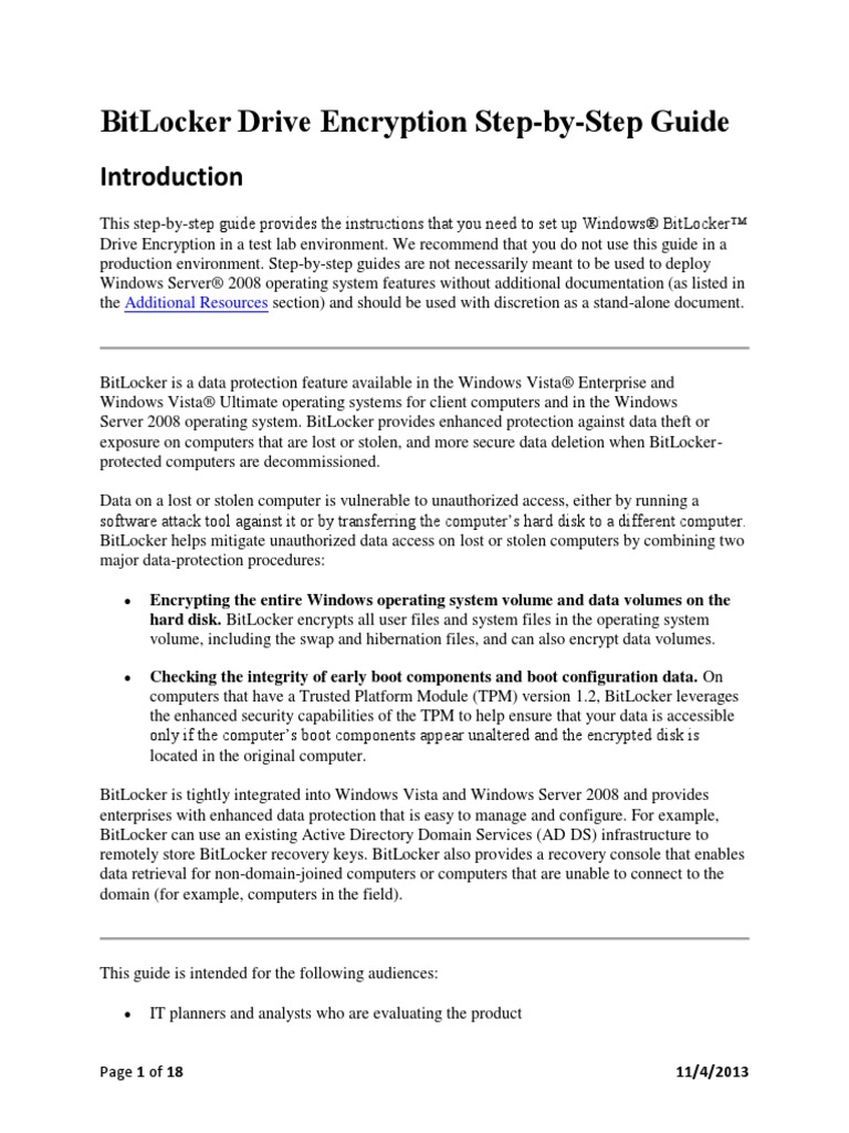 BitLocker Drive Encryption Step-By-Step | PDF | Password | Group Policy
