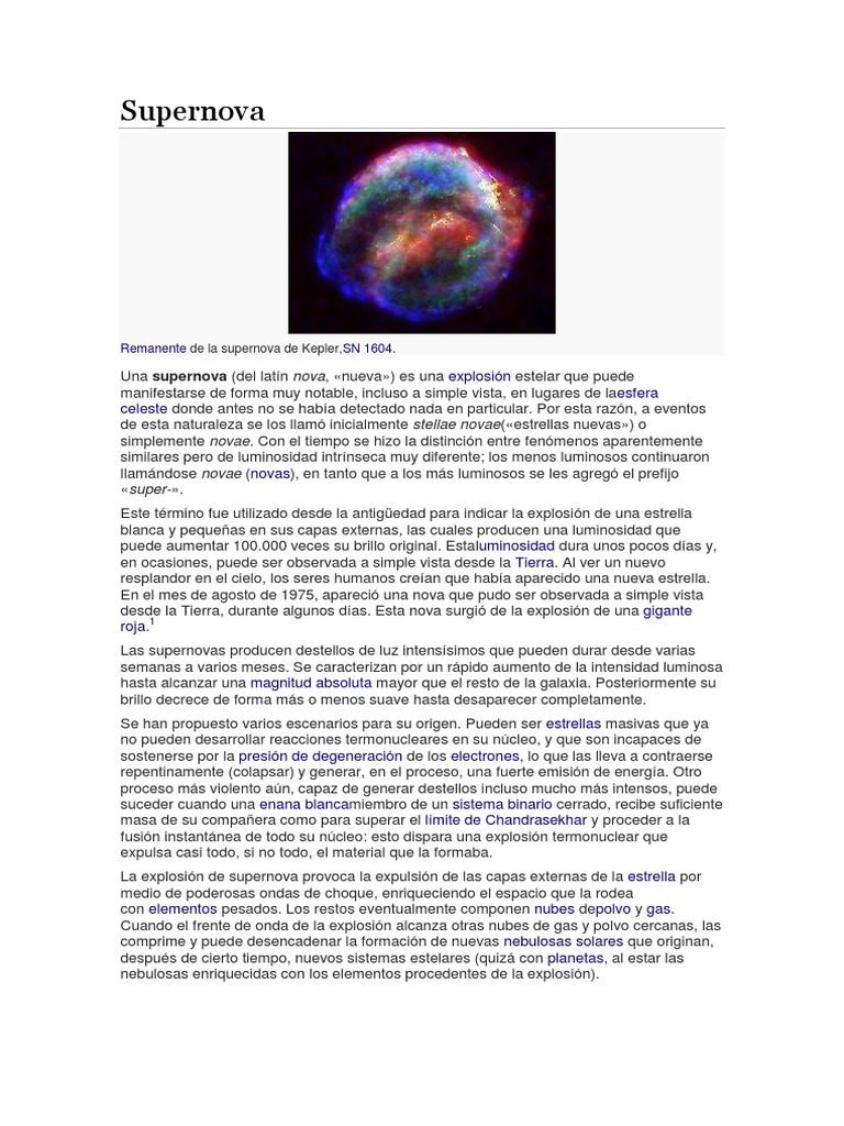 Supernova | PDF | Supernova | Astronomía