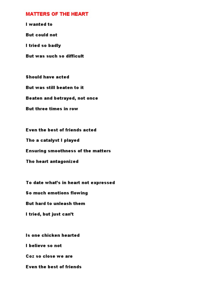 Matters of The Heart | PDF