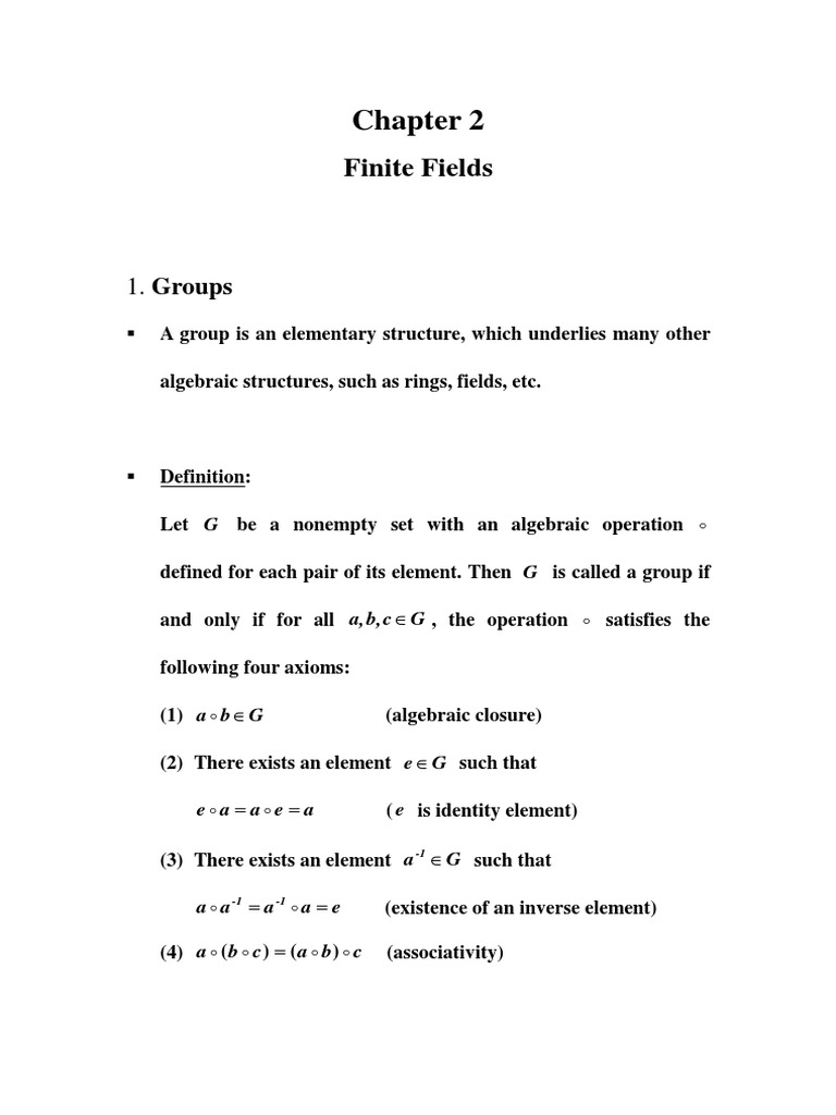 Finite Fields: 1. Groups | PDF | Field (Mathematics) | Group (Mathematics)