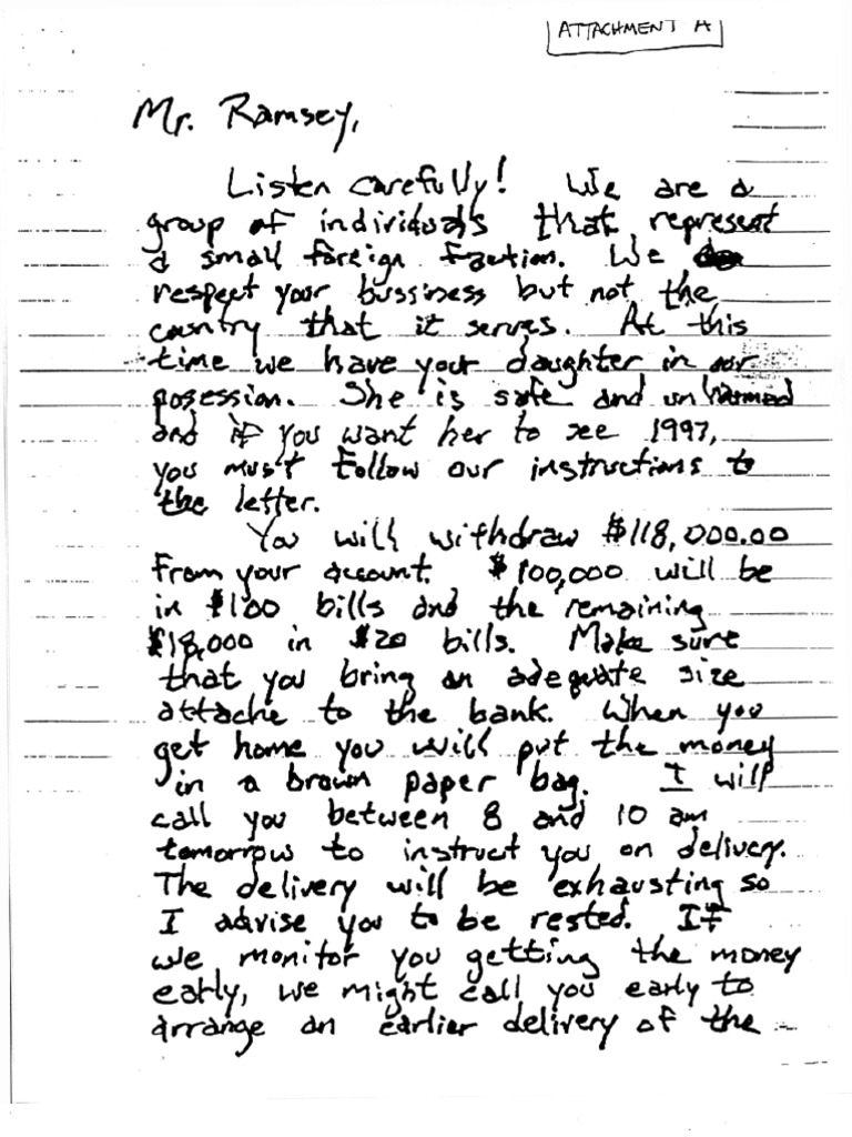 Jon Benet Ramsey Ransom Note | PDF