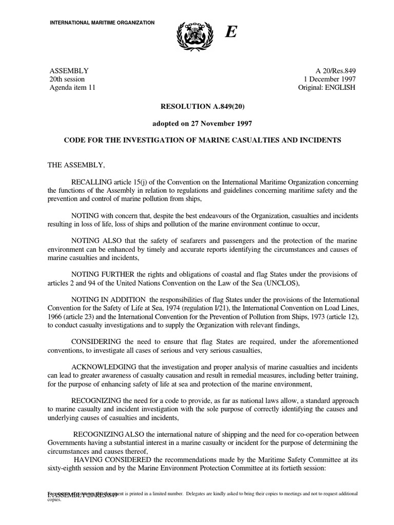 Imo Resolution Code | Ships | Shipping