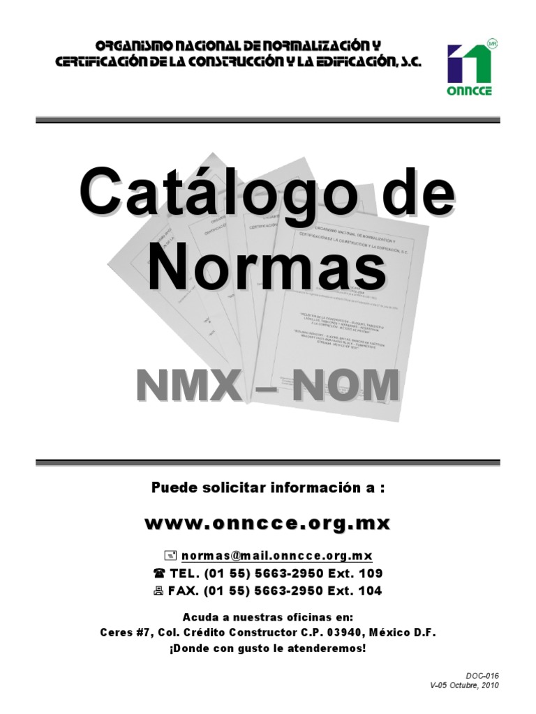 Catálogo de Normas NMX - NOM | PDF | Cloruro de polivinilo | Hormigón