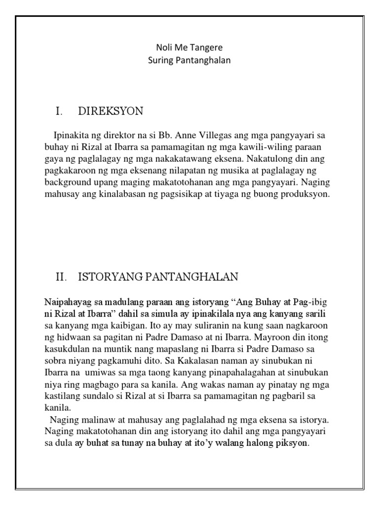 Suring Pantanghalan (Noli Me Tangere) | PDF