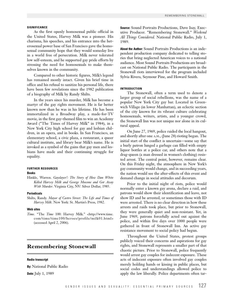 Stonewall Riots Radio Transcript | PDF | Simone De Beauvoir | Social ...