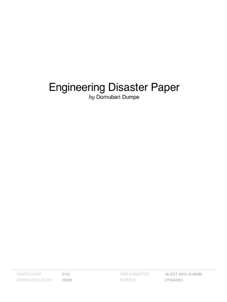 Engineering Disaster Paper | PDF | Disaster And Accident | Disaster ...