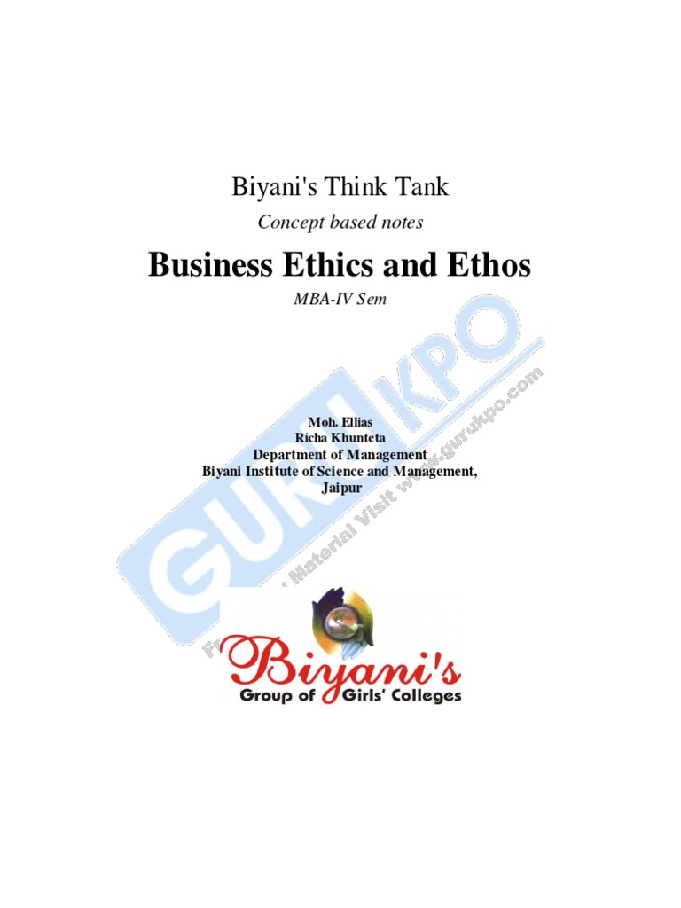 Business Ethics and Ethos | PDF | Corporate Social Responsibility ...