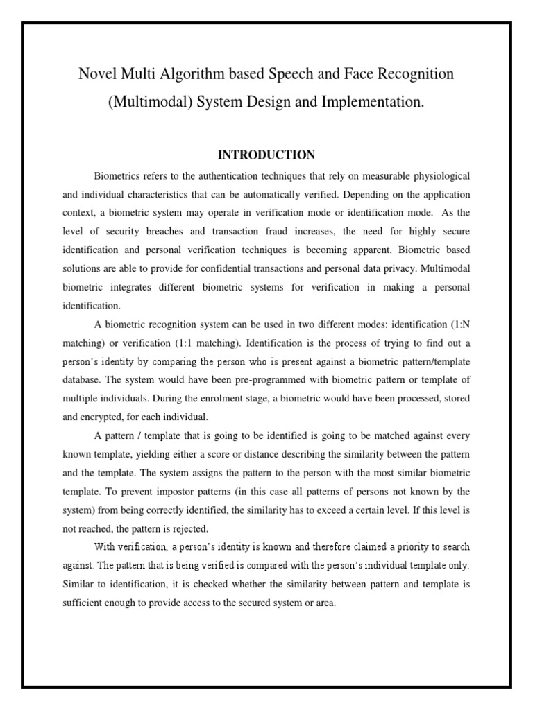 PHD Synapsis - Format | PDF | Biometrics | Authentication