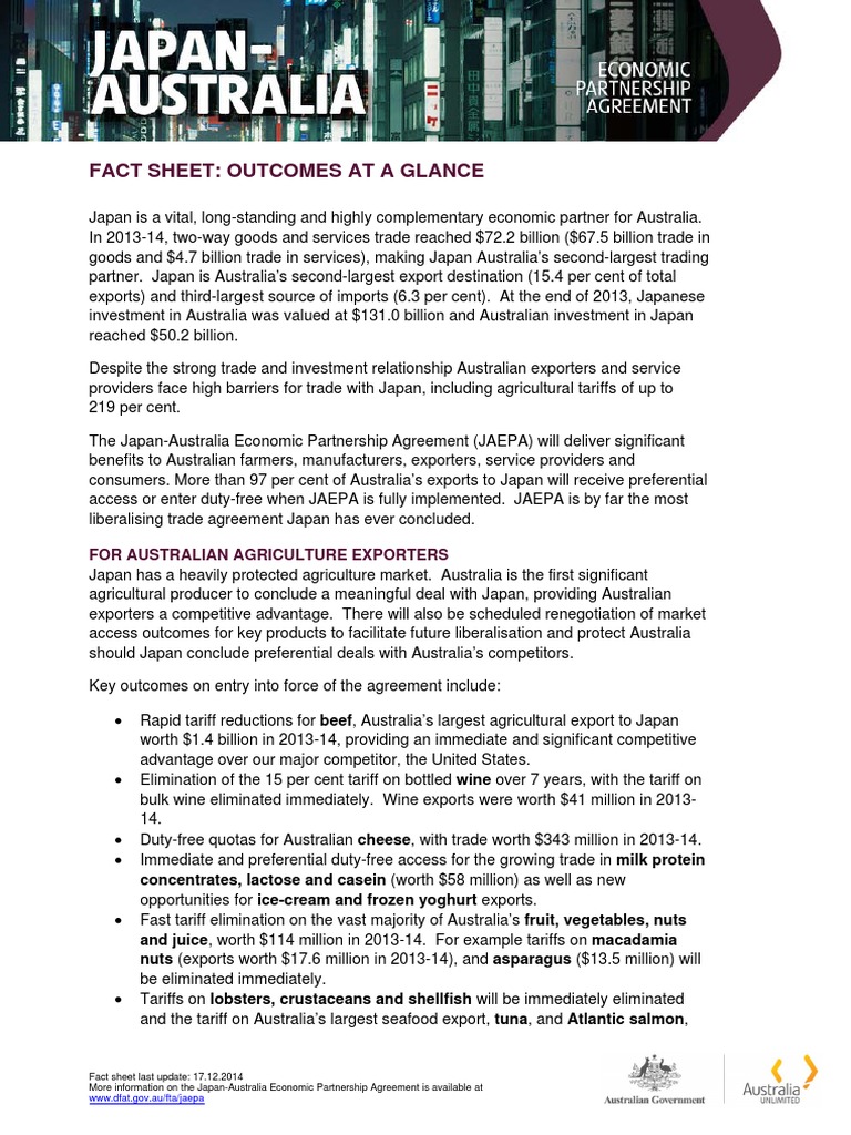Fact Sheet Outcomes at A Glance | PDF | Exports | Australia
