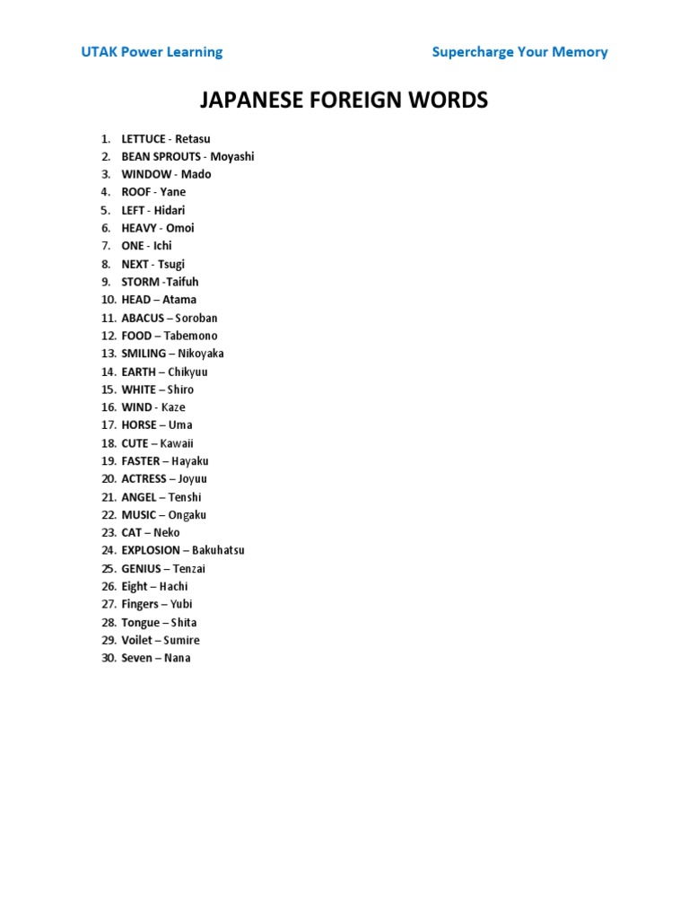 Japanese Vocabulary Memory Aid Guide | PDF | Foreign Language Studies