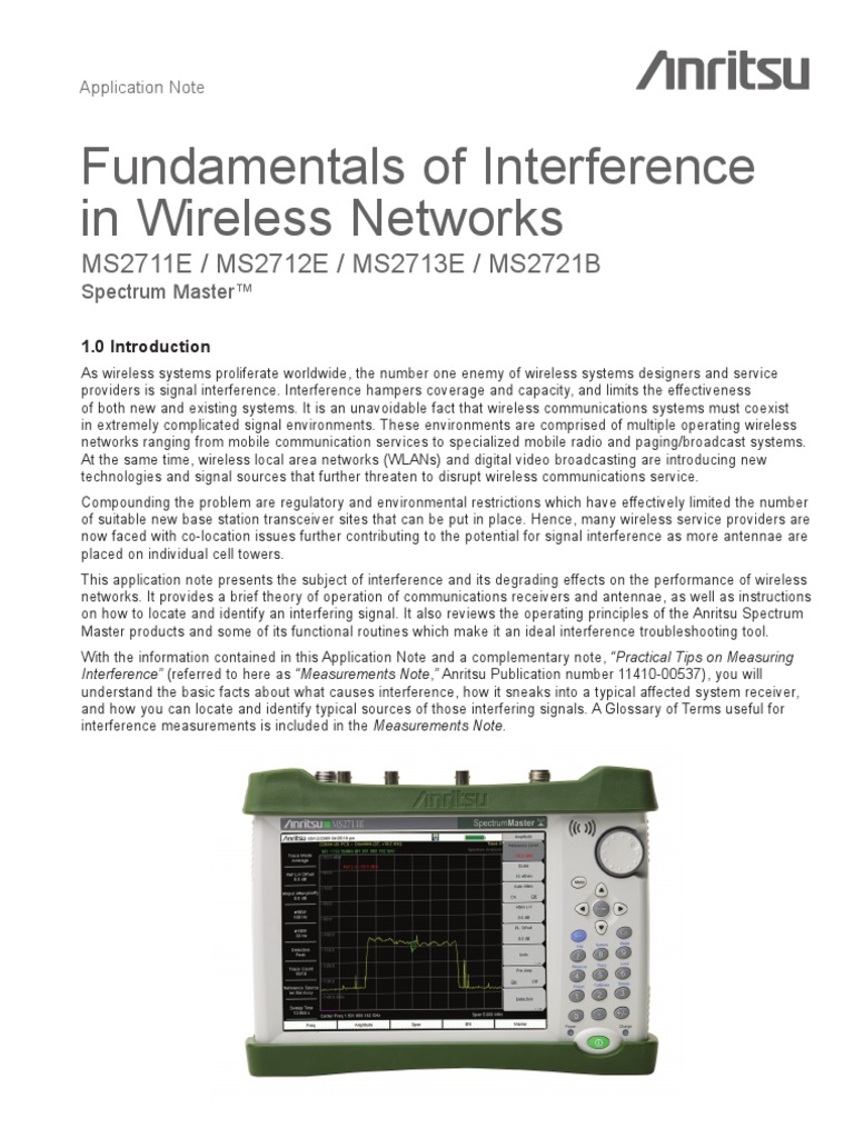 Fundamentals of Interference in Wireless Networks Application Note ...