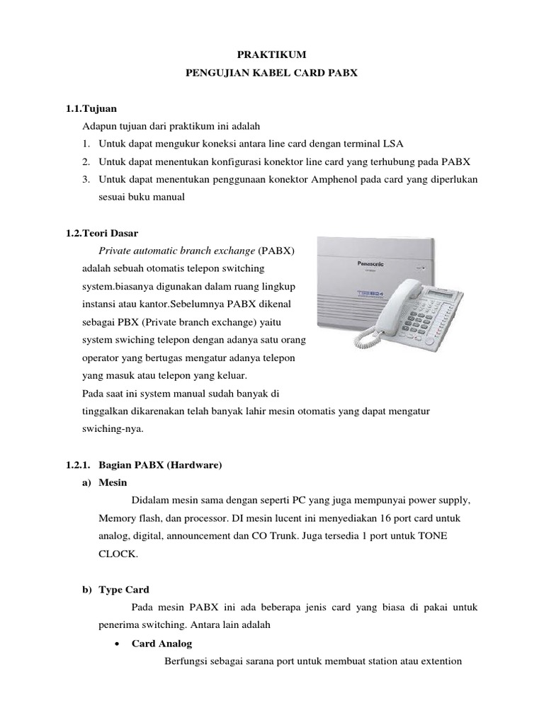 Pengujian Line Card PABX - Kelompok5 | PDF