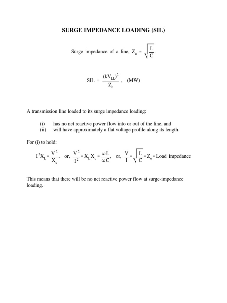 Surge Impedance Loading (Sil) | PDF | Electronic Engineering ...