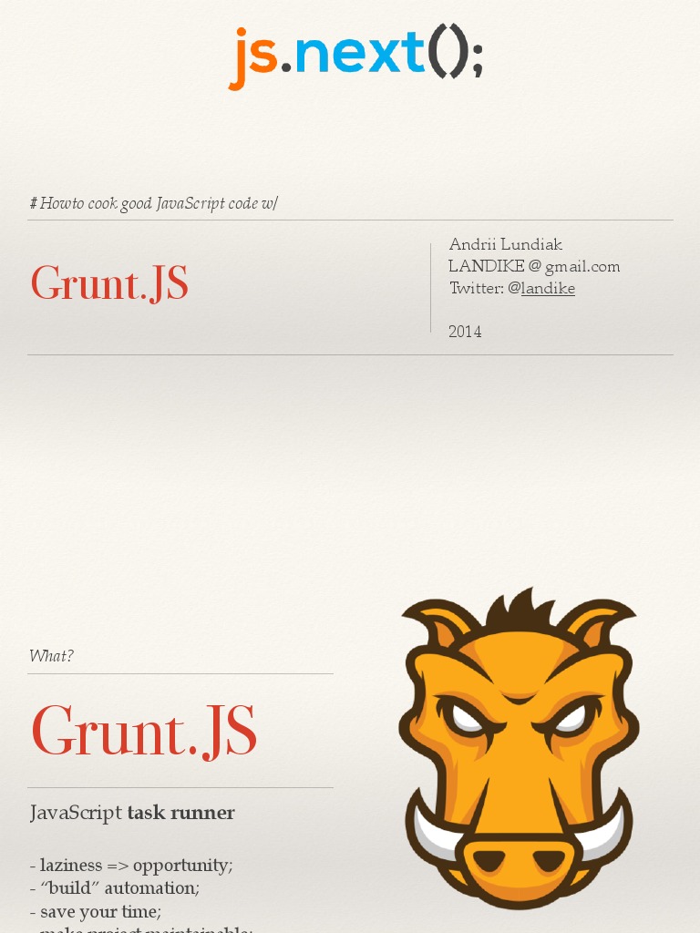 Grunt - JS: #Howto Cook Good Javascript Code W | PDF