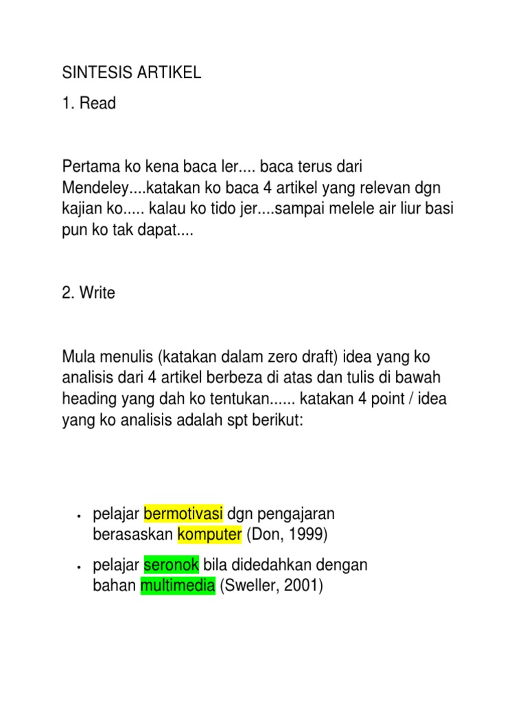 Cara Sintesis Artikel | PDF