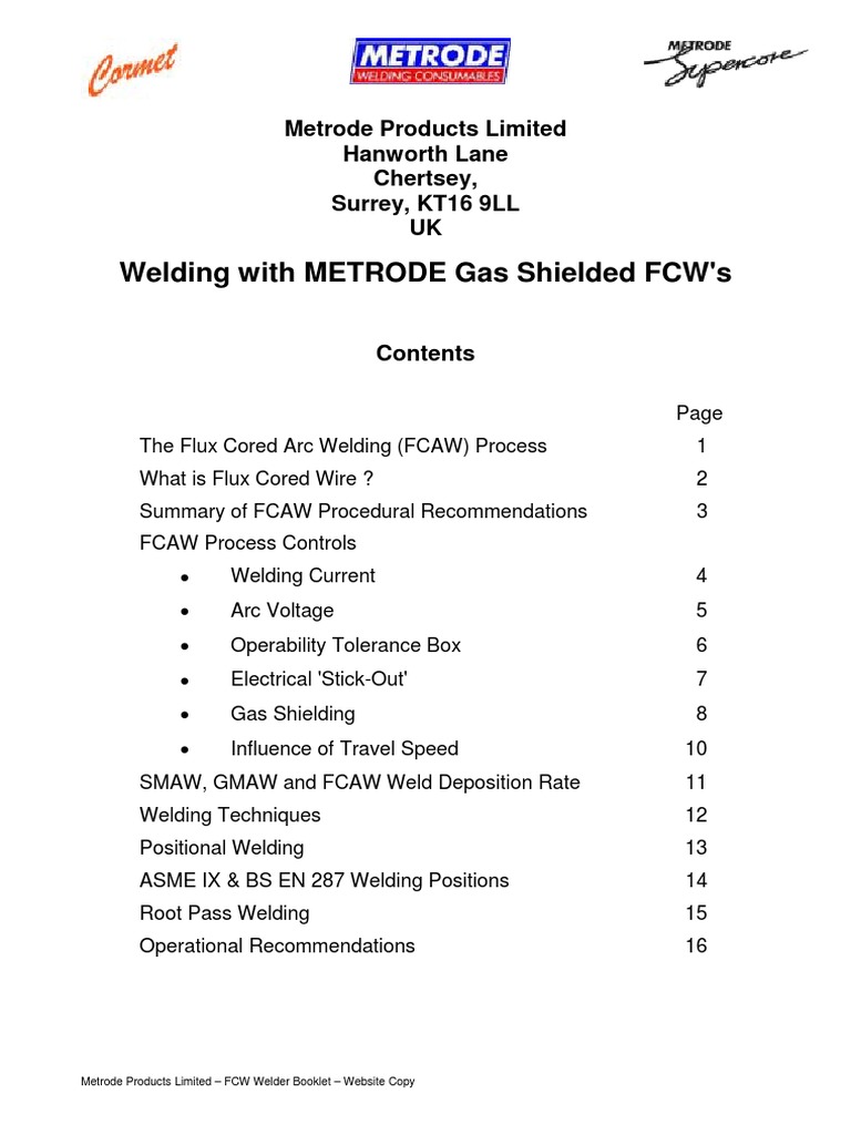 FCAW Document | PDF | Welding | Construction