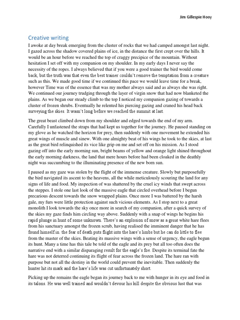 Creative Writing: Jim Gillespie Hooy | PDF | Nature