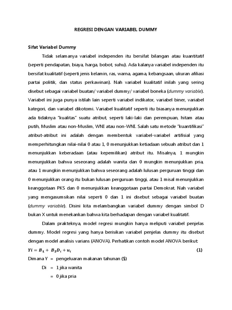 Regresi Dengan Variabel Dummy | PDF | Ilmu Sosial