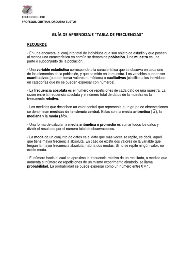 Guía de Aprendizaje 6° | PDF | Ciencia y matemáticas
