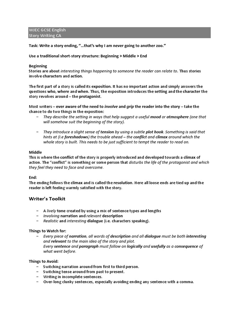 GCSE Story Writing Guide | PDF | Narration